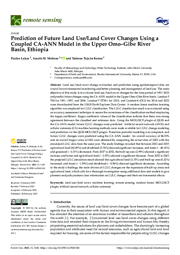 (PDF) Prediction of Future Land Use/Land Cover Changes Using a Coupled ...