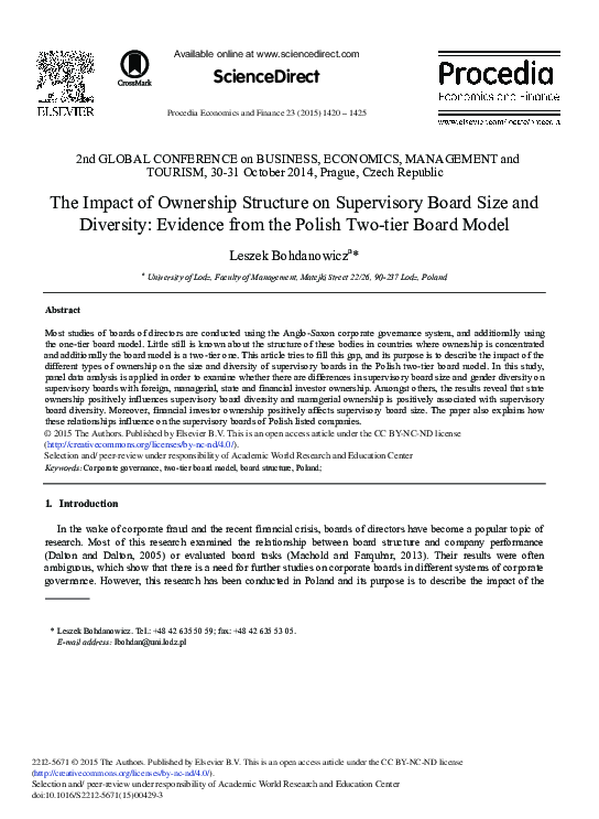 (PDF) The Impact of Ownership Structure on Supervisory Board Size and ...