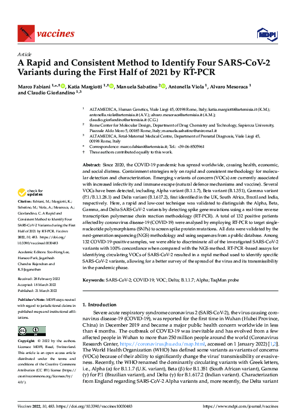 (PDF) A Rapid and Consistent Method to Identify Four SARS-CoV-2 ...