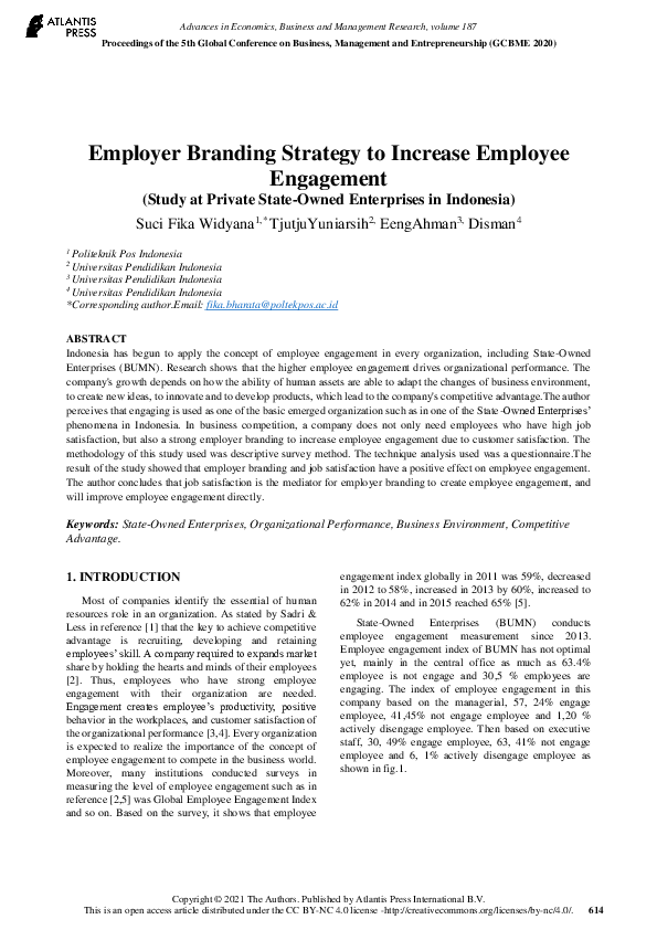 (PDF) Employer Branding Strategy to Increase Employee Engagement