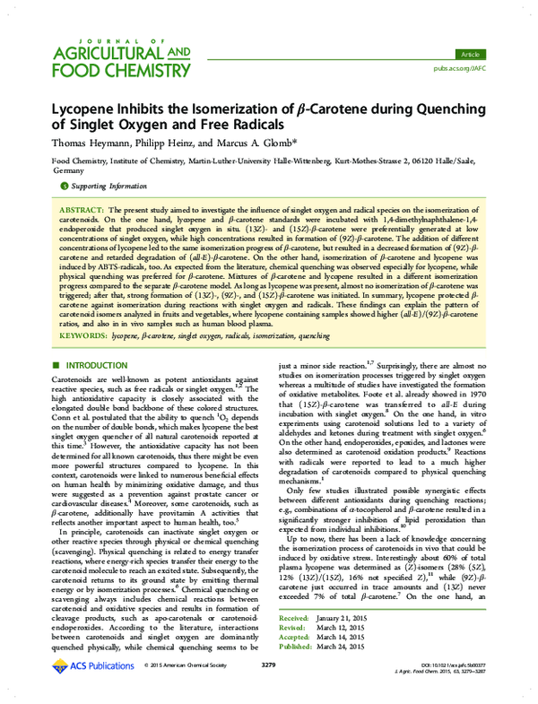 (PDF) Lycopene Inhibits the Isomerization of β-Carotene during ...