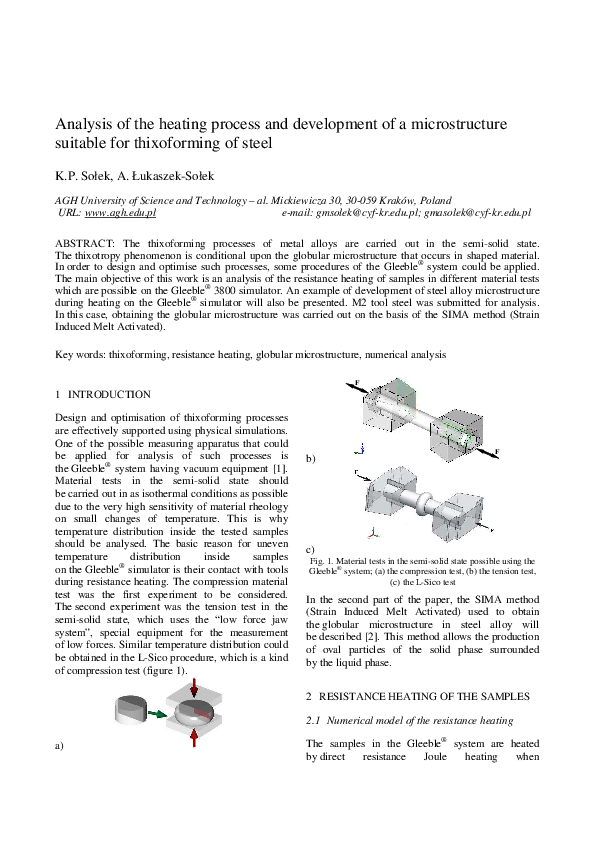 (PDF) Analysis of the heating process and development of a microstructure suitable for ...