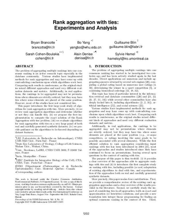 (PDF) Rank aggregation with ties