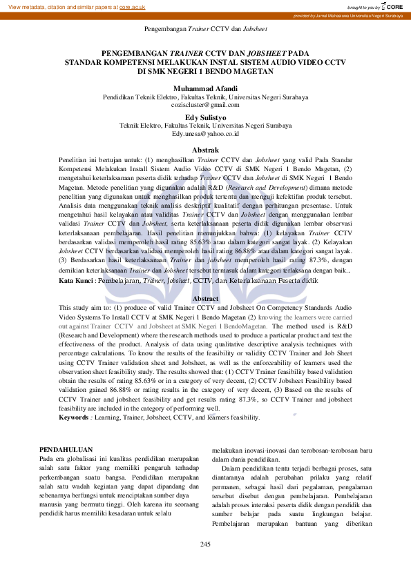 (PDF) Pengembangan Trainer CCTV Dan Jobsheet Pada Standar Kompetensi ...