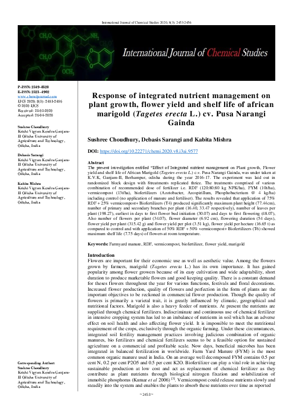 (PDF) Response of integrated nutrient management on plant growth ...
