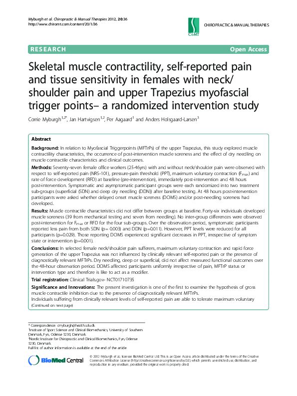 (PDF) Skeletal muscle contractility, self-reported pain and tissue ...