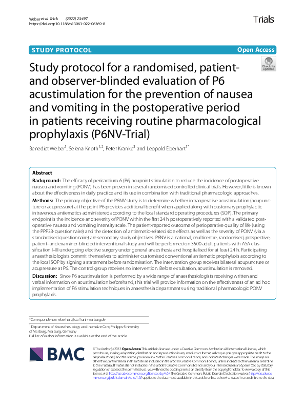 (PDF) Study Protocol for a Randomised, Patient- and Observer-Blinded ...