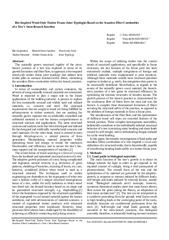 (PDF) Bio-Inspired Wood-Only Timber Frame Joint Typologies Based on the ...