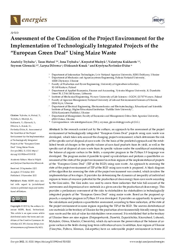(PDF) Assessment of the Condition of the Project Environment for the ...