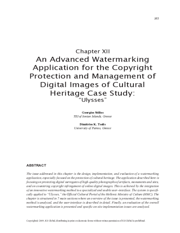 Pdf An Advanced Watermarking Application For The Copyright Protection And Management Of