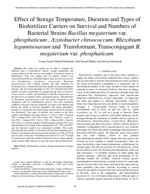 (PDF) Effect of Storage Temperature, Duration and Types of ...