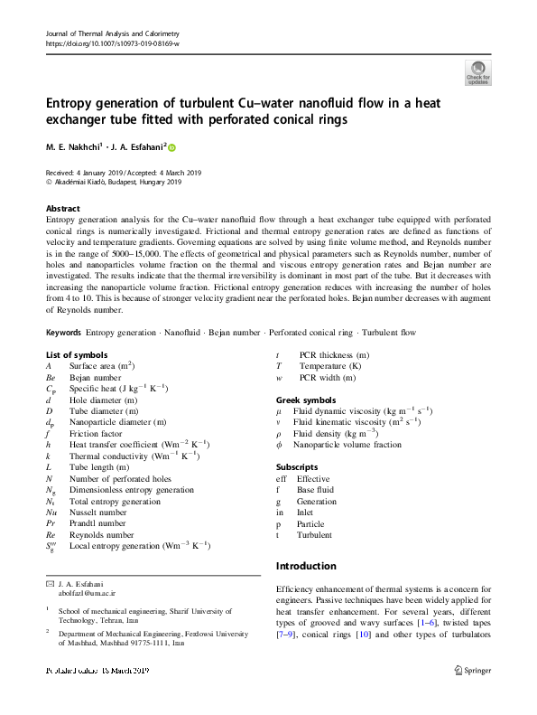 (PDF) Entropy generation of turbulent Cu–water nanofluid flow in a heat ...
