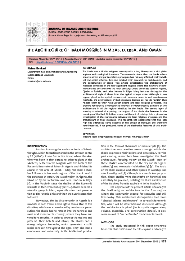 (PDF) The Architecture of Ibadi Mosques in M’Zab, Djerba, and Oman