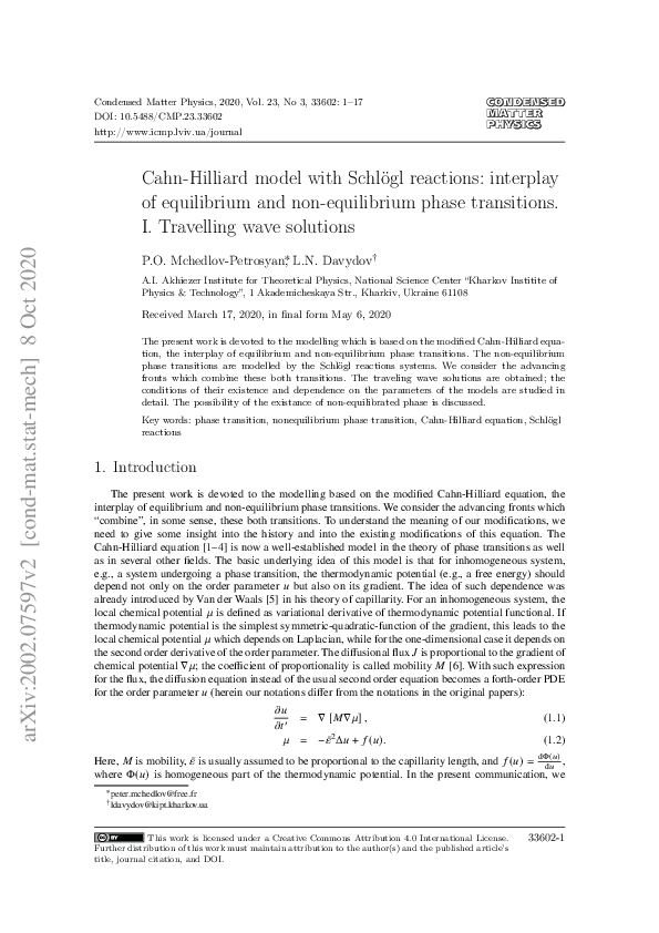 (PDF) Model of interacting equilibrium and non-equilibrium phase transitions