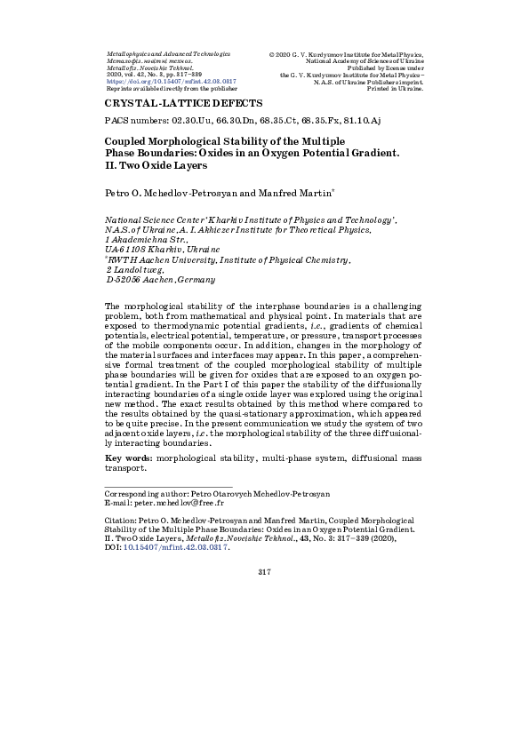 (PDF) Coupled Morphological Stability of the Multiple Phase Boundaries ...