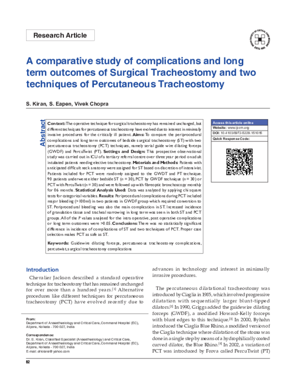 (PDF) A comparative study of complications and long term outcomes of ...
