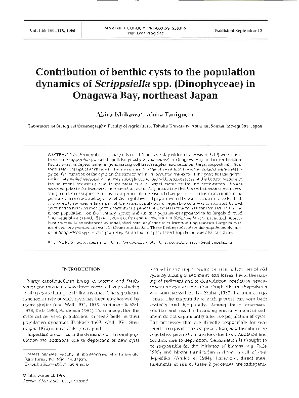(PDF) Contribution of benthic cysts to the population dynamics of ...