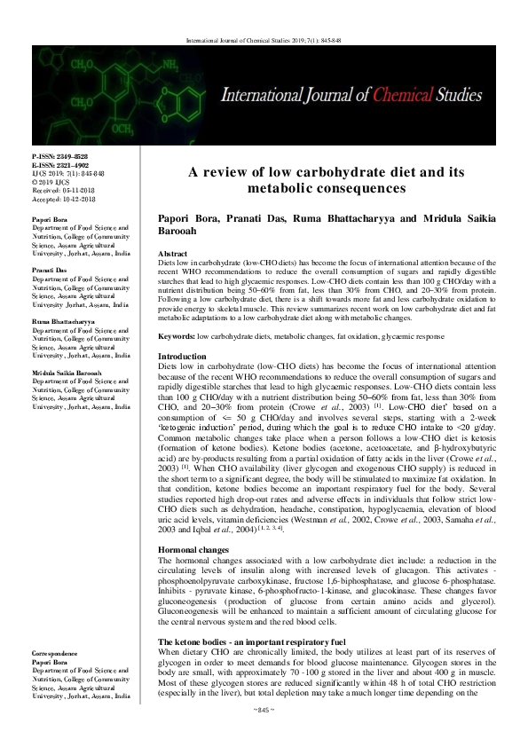 (PDF) A review of low carbohydrate diet and its metabolic consequences