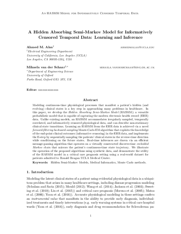(PDF) A Hidden Absorbing Semi-Markov Model for Informatively Censored Temporal Data: Learning ...