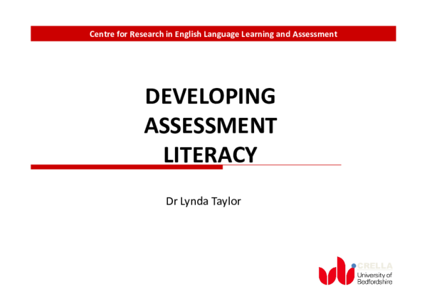 (PDF) Developing Assessment Literacy