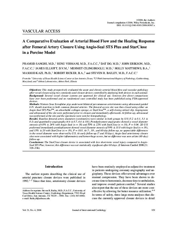 (PDF) A Comparative Evaluation of Arterial Blood Flow and the Healing ...