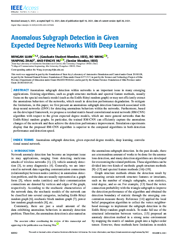 Pdf Anomalous Subgraph Detection In Given Expected Degree Networks