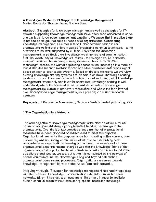(PDF) A Four-Layer Model for IT Support of Knowledge Management