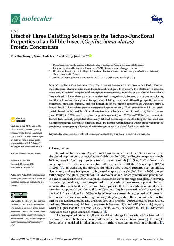 (PDF) Effect of Three Defatting Solvents on the Techno-Functional ...