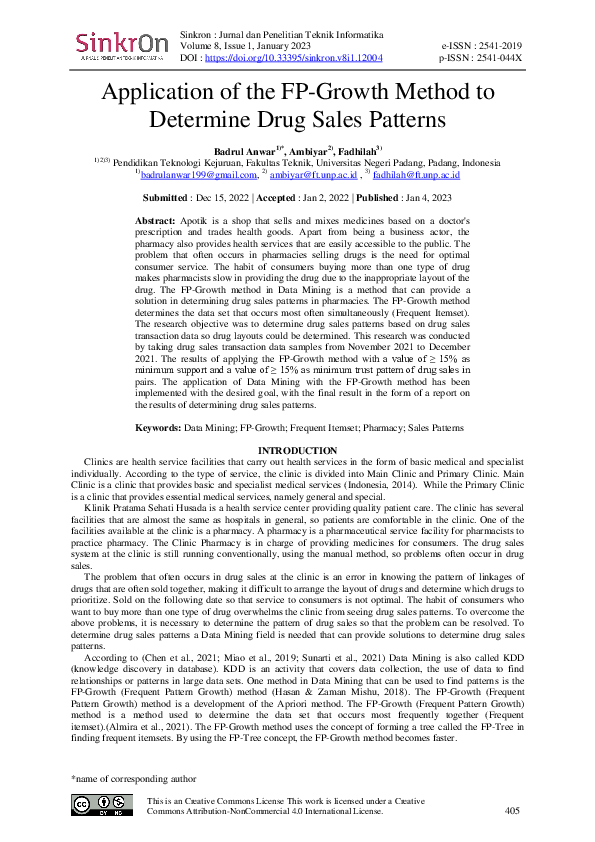 (PDF) Application of the FP-Growth Method to Determine Drug Sales Patterns