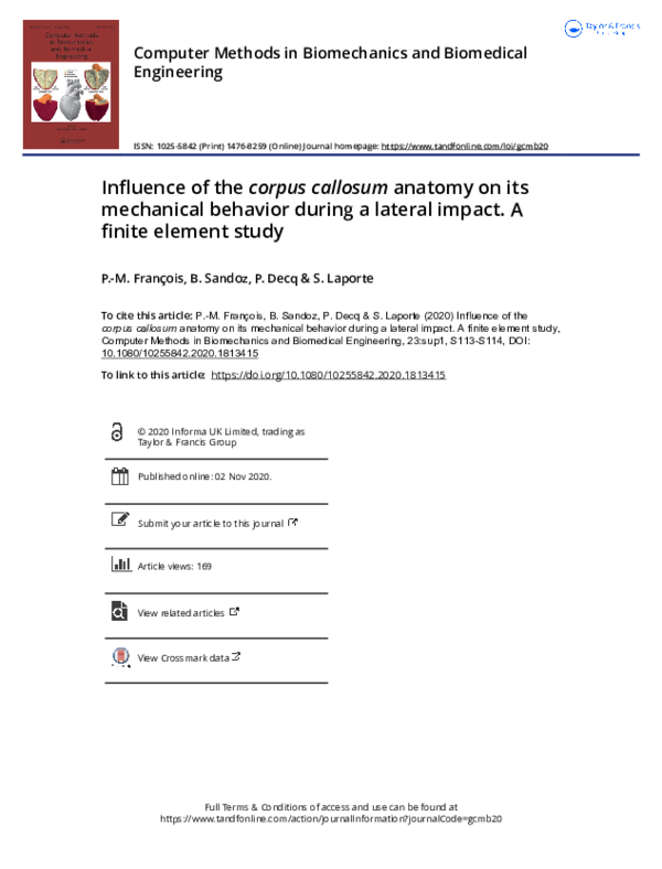 (PDF) Influence of the corpus callosum anatomy on its mechanical behavior during a lateral ...