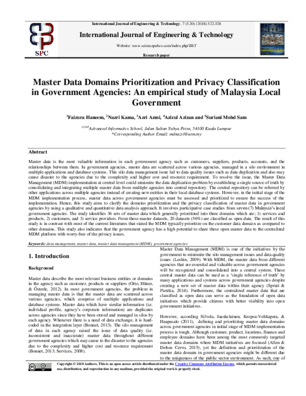 (PDF) Prioritizing Master Data and Privacy in Government