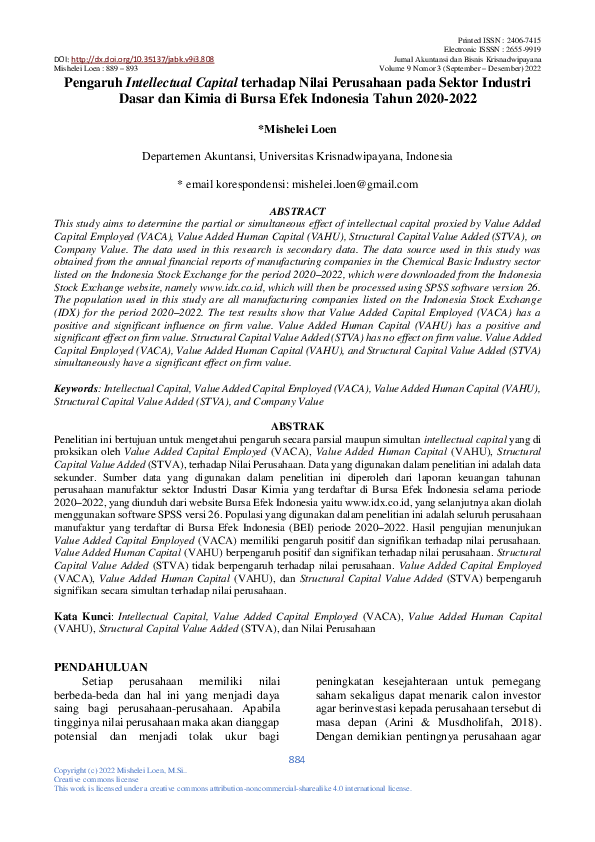 (PDF) Pengaruh Intellectual Capital terhadap Nilai Perusahaan pada Sektor Industri Dasar dan ...