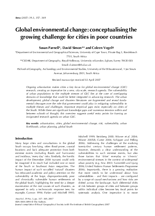 (PDF) Global environmental change: conceptualising the growing ...