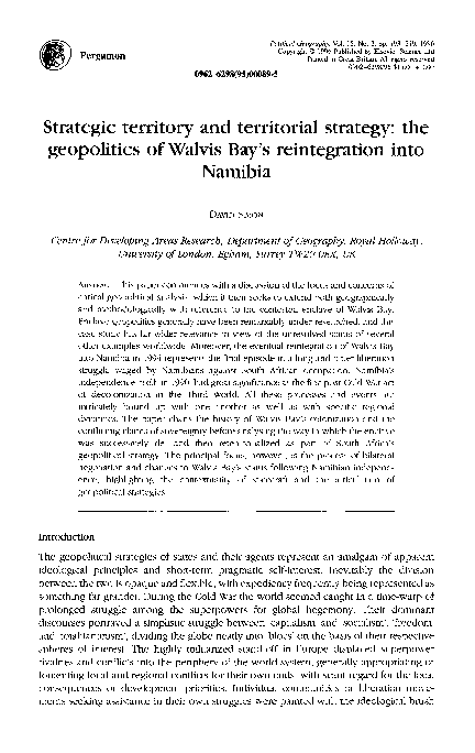 (PDF) Strategic territory and territorial strategy: the geopolitics of ...