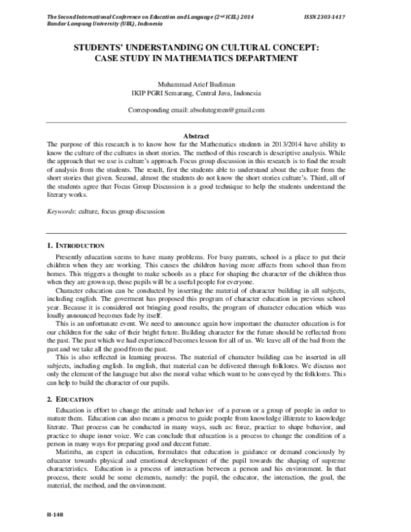 (PDF) Students’ Understanding on Cultural Concept: Case Study in ...