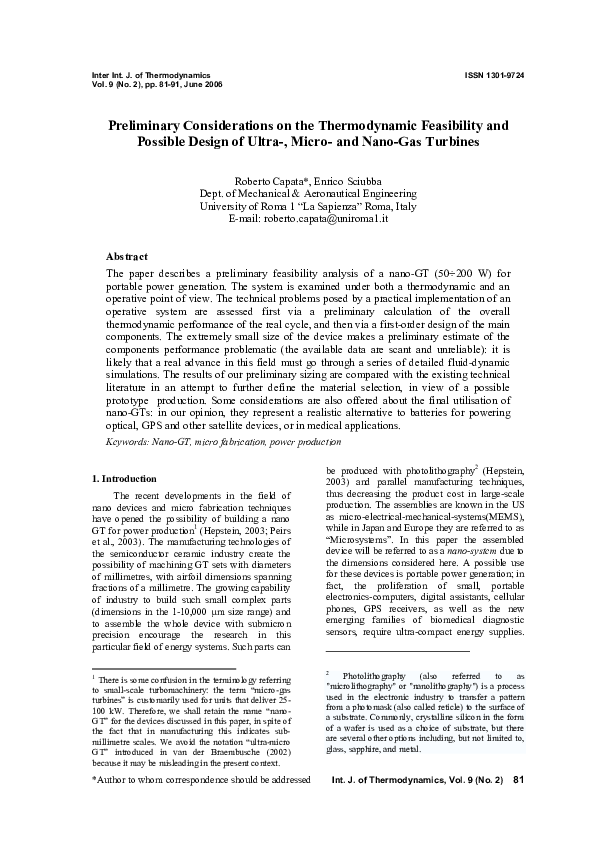 (PDF) Preliminary Considerations on the Thermodynamic Feasibility and Possible Design of Ultra ...