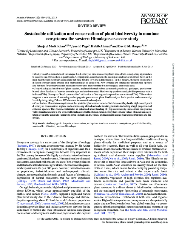 (PDF) Sustainable utilization and conservation of plant biodiversity in ...