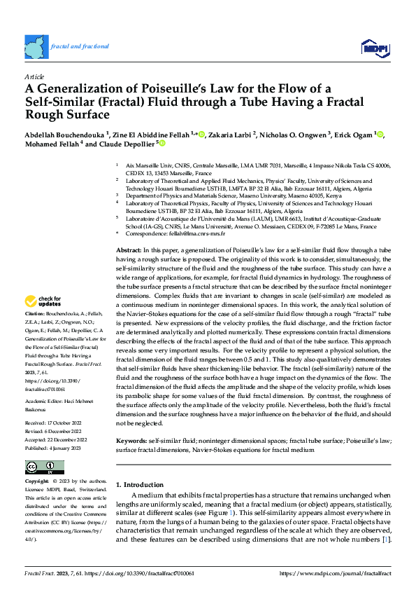 (PDF) A Generalization of Poiseuille’s Law for the Flow of a Self ...