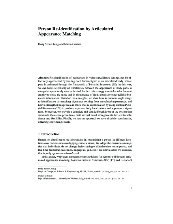 (PDF) Person Re-identification by Articulated Appearance Matching