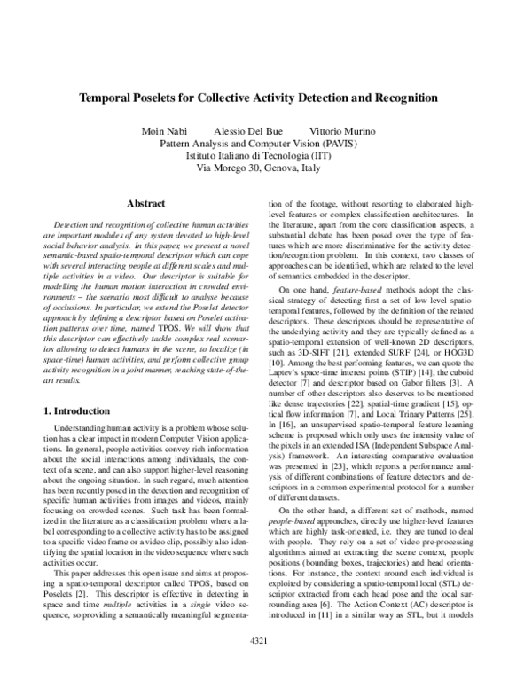 (PDF) Temporal Poselets for Collective Activity Detection and Recognition