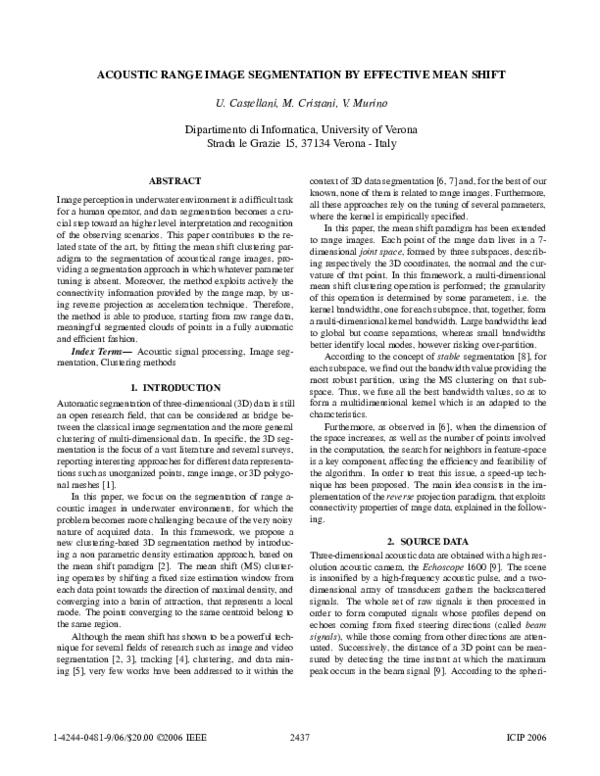 (PDF) Acoustic Range Image Segmentation by Effective Mean Shift