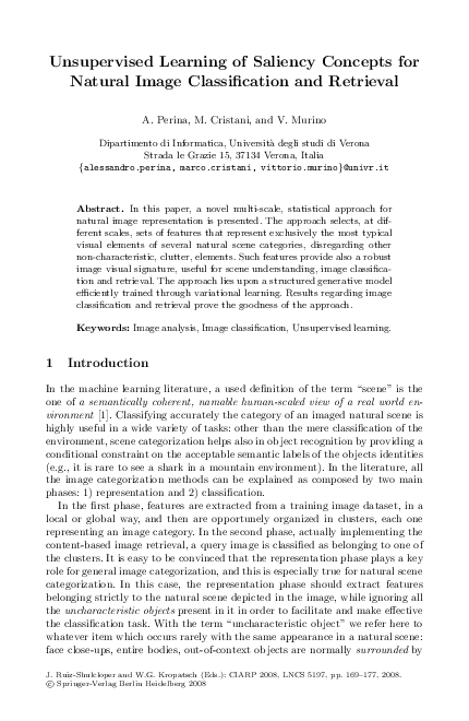 (PDF) Unsupervised Learning of Saliency Concepts for Natural Image Classification and Retrieval