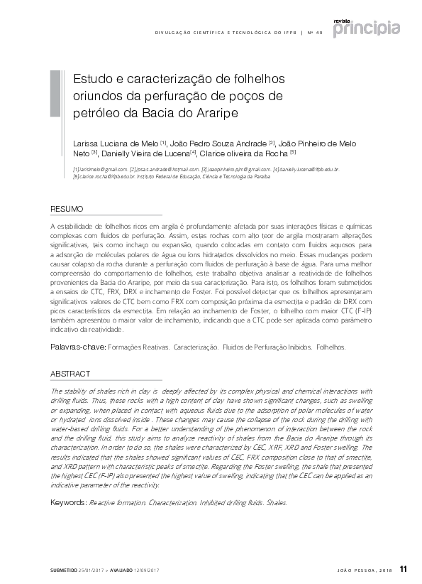 (PDF) Estudo e caracterização de folhelhos oriundos da perfuração de ...