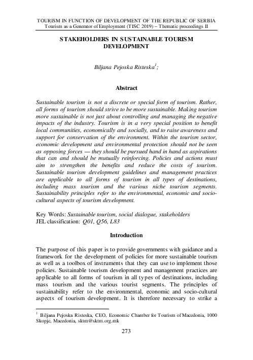 (PDF) Stakeholders in Sustainable Tourism Development