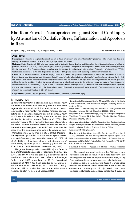 (PDF) Rhoifolin Provides Neuroprotection against Spinal Cord Injury by ...