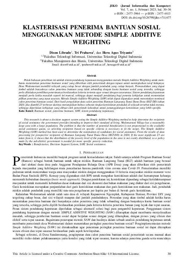 (PDF) Klasterisasi Penerima Bantuan Sosial Menggunakan Metode Simple ...
