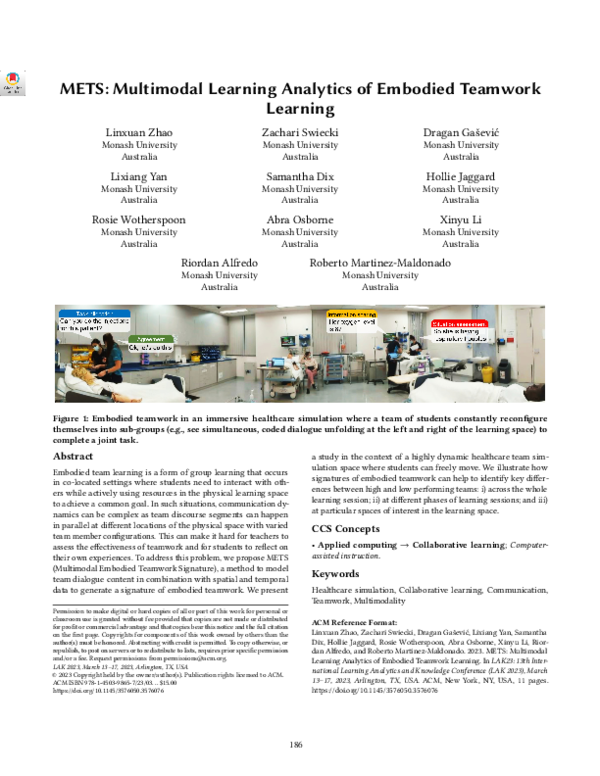 (PDF) METS: Multimodal Learning Analytics of Embodied Teamwork Learning