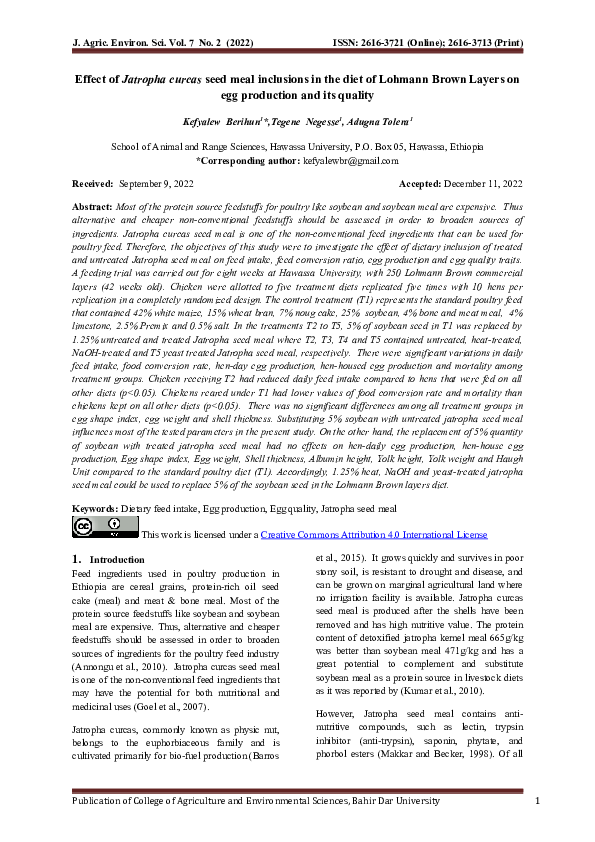 (DOC) Effect of Jatropha curcas seed meal inclusions in the diet of ...