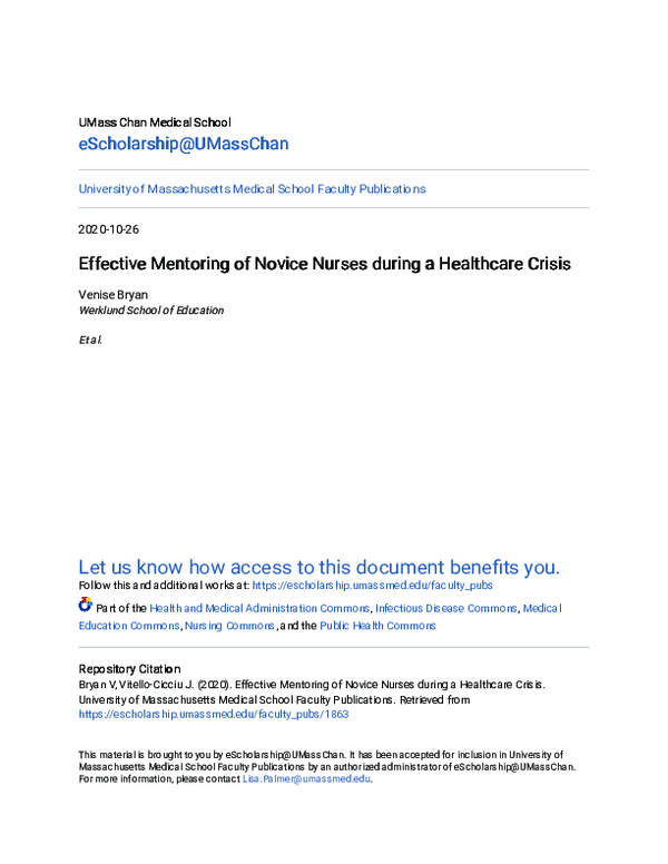 (PDF) Effective Mentoring of Novice Nurses during a Healthcare Crisis