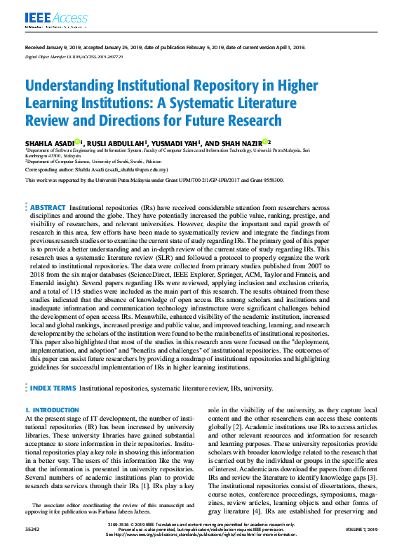(PDF) Understanding Institutional Repository in Higher Learning ...